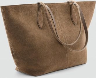 Mango Sac fourre-tout su&egrave;de marron moyen - Femme - Taille unique - MANGO