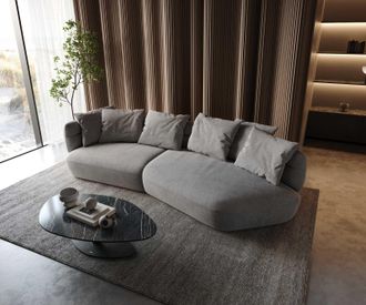 DELIFE Sofa Roya 320x140 cm Mikrofaser Grau, Big Sofas