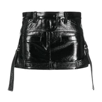 Courr&egrave;ges Vinyl Minirock - - Skirts - Damen - Schwarzk - M