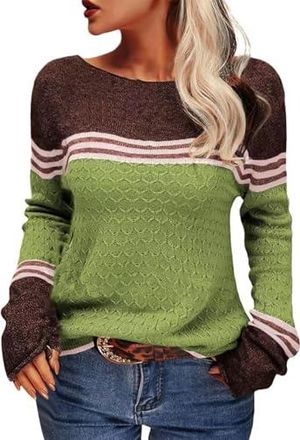 Generic Pull Fairisle pour femme, pull Fair Isle à manches longues pour femme, imprimé vintage islandais, rétro, doux, chaud, décontracté, élégant, automne, h