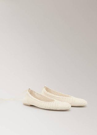 Mango Ballerines en tissu avec lani&egrave;res blanc cass&eacute; - Femme - 36 - MANGO