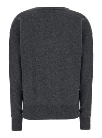 Jucca Womens Sweater Argyle V-Neck Grey Wool Tops Top
