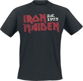 Iron Maiden Stamp Logo Homme T-Shirt Manches Courtes Noir 4XL 100% Coton Regular/Coupe Standard