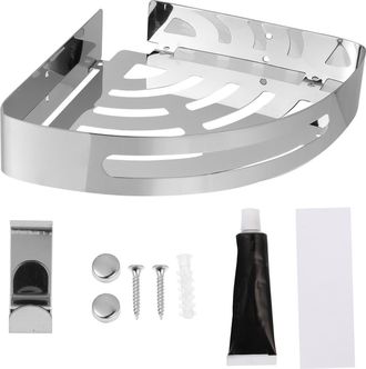 Cabilock DECHOUS Edelstahl Eckregal mit Haken Rostfreies Dreieckiges Badregal zur Platzsparenden Aufbewahrung von Toilettenartikeln Vielseitiges Organizer Rega
