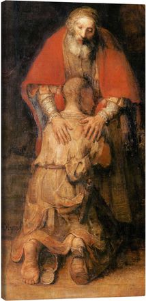 Posterlounge Rückkehr des verlorenen Sohnes (Detail) Leinwandbild von Rembrandt van Rijn 20 x 40 cm Braun Wandbilder Wanddeko