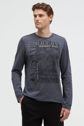 Camp David Rundhalsshirt mit offenen Kanten