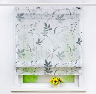 Joyswahl Voile Raffrollo mit floraler Musterung transparente Raffgardine mit Klettschiene »Therese« Schals Fenster Gardine BxH 100x140cm 1 Stück