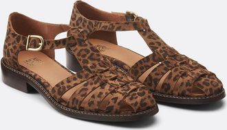 La Redoute Collections Sandales Cuir Imprim&eacute; L&eacute;opard Signature Solenn