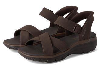 Skechers Damen Easy Going Somewhere Sunny Sneaker, Chocolate Duraleather/Gore, 37.5 EU