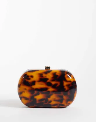 Asos pochette rigide imprim&eacute; &eacute;caille avec bandouli&egrave;re cha&icirc;ne-Multi