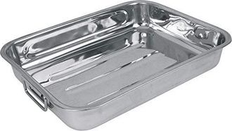 Crealys 500536 Plat, Acier Inoxydable, Gris, 27,5 x 20,5 x 6 cm