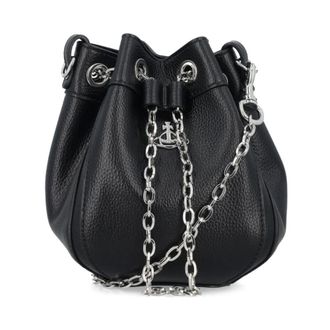 Vivienne Westwood Femme, Sacs, Noir, Taille: ONE Size Sac en Cuir Grain&eacute; Noir &agrave; Cordon