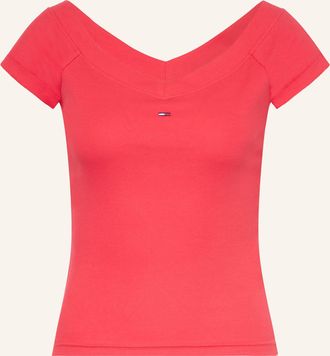 Tommy Jeans Off-Shoulder-Shirt rot