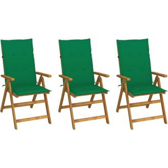 vidaXL Klappbare Gartenst&uuml;hle 3 Stk. mit Auflagen Massivholz Akazie - Vidaxl
