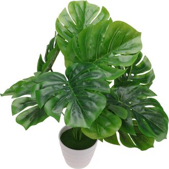 Cabilock Künstliche Monstera Pflanze Grün Indoor Home Decor Topf Kunstpflanze Für Zuhause Büro Garten Regale Dekoration