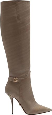 Dolce & Gabbana Femme, Chaussures, Beige, Taille: 37 1/2 EU Bottes &agrave; Talons en Cuir