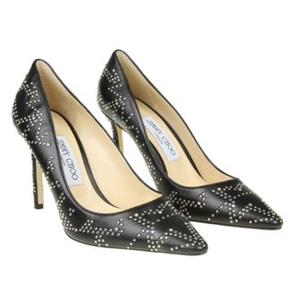 Jimmy Choo London Black Stud Embellished Heeled Pumps Size 37