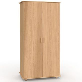 IDMarket Idmarket - Armoire 2 portes juliette lattes tasseau bois coloris ch&ecirc;ne penderie 80 cm avec &eacute;tag&egrave;res rangement
