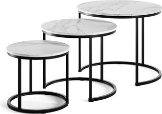 Vicco Couchtisch-Set Montreal, Wei&szlig;/Schwarz, 55 x 55 cm 3 Teile