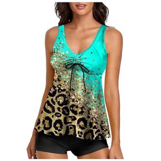 Generic Tankini push-up 2 pi&egrave;ces pour femme, dos nu, contr&ocirc;le du ventre, grande taille, maillot de bain de piscine, v&ecirc;tements de natation de vacances &agrave; s&eacute;chag