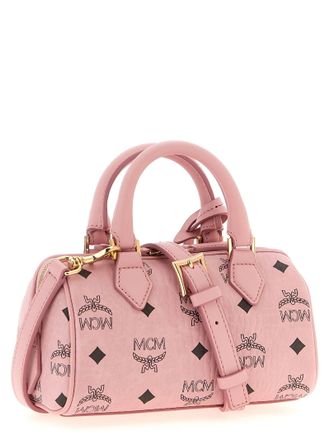 MCM Visetos Monogram Canvas Top Handle Bag - Pink