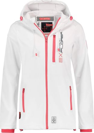Sublevel Damen Softshell-Jacke Kurzmantel mit Kapuze & Print white-pink S