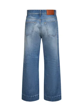 Chlo&eacute; Womens Dream Blue High-Rise Cropped Jeans Cotton