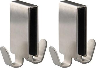 Fackelmann Doppelhaken f&uuml;r Glasduschwand TECNO, Handtuchhalter aus Edelstahl, Kleiderhaken zum Einh&auml;ngen in die Duscht&uuml;r (Farbe: Silber), Menge: 1 St&uuml;ck (Packung