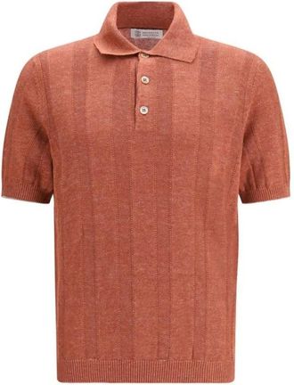 Brunello Cucinelli Homme, Tops, Orange, Taille: M Linen Crewneck SweaT-shirt