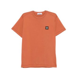 Stone Island Homme, Tops, Orange, Taille: L T-shirt &agrave; logo patch