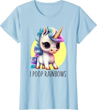 unicorn I POOP RAINBOWS Lustiges s&uuml;&szlig;es Einhorn Fantasy T-Shirt