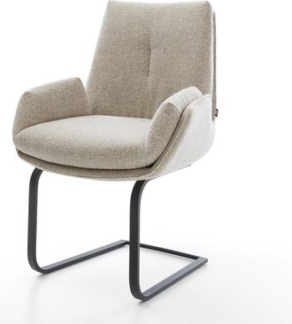 DELIFE Freischwinger Clea-Flex Webstoff Soft Beige Freischwinger flach Schwarz, Esszimmerst&uuml;hle