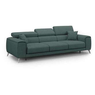 Divani.Store Fusion Sofa mit 3 Schiebesitzen aus abwaschbarem Stoff T05 260 cm gr&uuml;n
