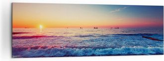 Arttor Panorama Bilder auf Leinwand 160x50cm Leinwandbild Meer Strand Welle Groß XXL Wanddeko Bild Schlafzimmer Küche Wandbilder Dekoration Wohnzimmer Wall D
