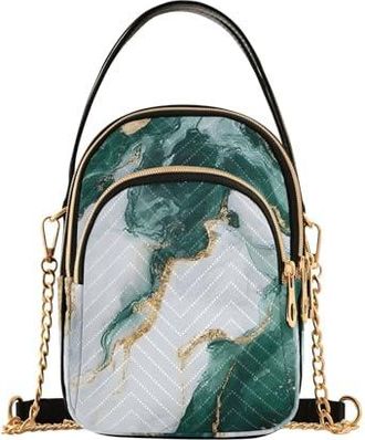 Mnsruu Sac à bandoulière pour femme - Marbre doré dégradé vert - Petit sac à bandoulière avec sangle réglable