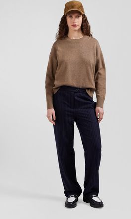 Eden Park Pull Col Rond En Laine Et Coton Marron Coupe Relaxed