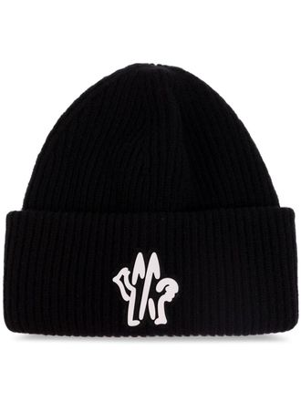 Moncler Beanie mit Logo-Patch - Schwarz