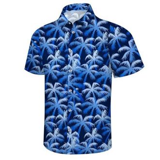 Generic Chemise hawa&iuml;enne &agrave; manches courtes pour homme - Sans plis - Boutonn&eacute;e - &Eacute;vacuation de lhumidit&eacute; - S&eacute;chage rapide - Imprim&eacute; d&eacute;contract&eacute; - Haut color&eacute; 