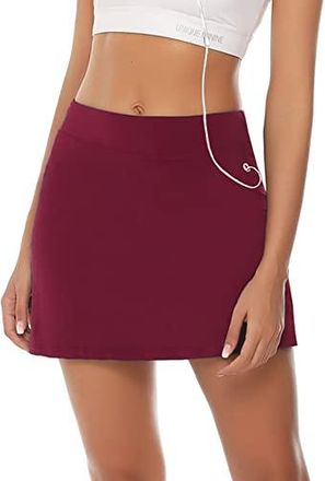 iClosam Jupe Short Femme 2 en 1 Skorts de Golf Tennis Taille Haute Jupe Courte Elastique avec Short Intérieur et PocheJupes Solide Été Respirant pour Golf Ten