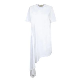 Loulou Studio Igari Asymmetric T-Shirt Kleid - - Dresses - Damen - Wei&szlig; - S