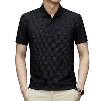 Generic Promptandia Chemise &agrave; manches courtes pour homme, respirante, confortable, confortable et cool en soie glac&eacute;e pour homme, Noir, 3XL