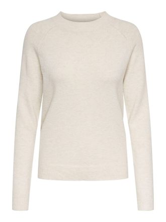 Only Damen Basic Strickpullover | Einfarbiger Knitted Stretch Sweater | Langarm Rundhals Shirt ONLRICA, Farben:Beige, Größe:34
