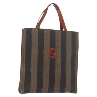 Fendi Pre-owned Pequin Canvas Tote - Femme - Pre-owned - Brun - Taille: ONE Size
