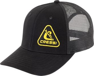 Cressi Trucker Cap Black/Yellow - Casquette Trucker Sportive et Fonctionnelle, avec Panneaux en Maille Respirante et Fermeture arrière en PVC, Noir/Jaune, Ta