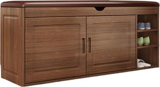 Generic Schuhbank mit Sitzfl&auml;che Aufklappbares Staufach Sitzpolster Aus PU-Leder Mit Stauraumt&uuml;r Sitzbank mit Stauraum f&uuml;r Eingangsbereich, Flur, Wohnzimmer(B