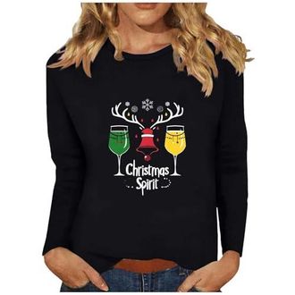 Generic Hauts de Noël pour femmes à col rond - Pull de Noël à manches longues - Élégant et décontracté - Imprimé de Noël - Tunique pour les fêtes de fin danné