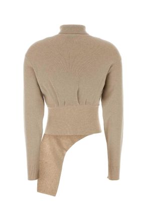 Lanvin Womens Sand Wool Blend Sweater Moon Felpe