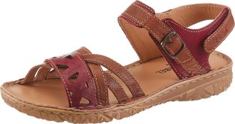 Josef Seibel Sandale JOSEF SEIBEL Ivy 08, Damen, Gr. 40, rot kombiniert, Leder, used, Schuhe Sandale, Klettschuh, Riemchensandale in Komfort-Schuhweite G (=weit)