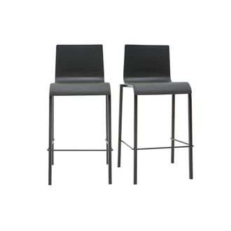 Miliboo Tabourets de Bar Design empilables Noirs H65 cm (Lot de 2) KUPA