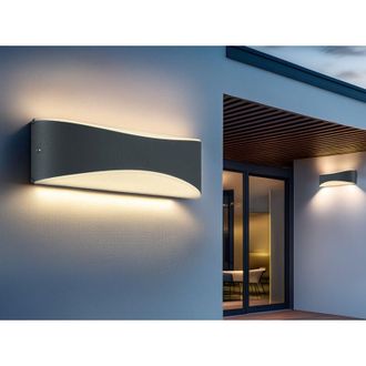 Trio Leuchten 2er Set led Au&szlig;enwandleuchten in Anthrazit mit Up and Down Beleuchtung, IP65
